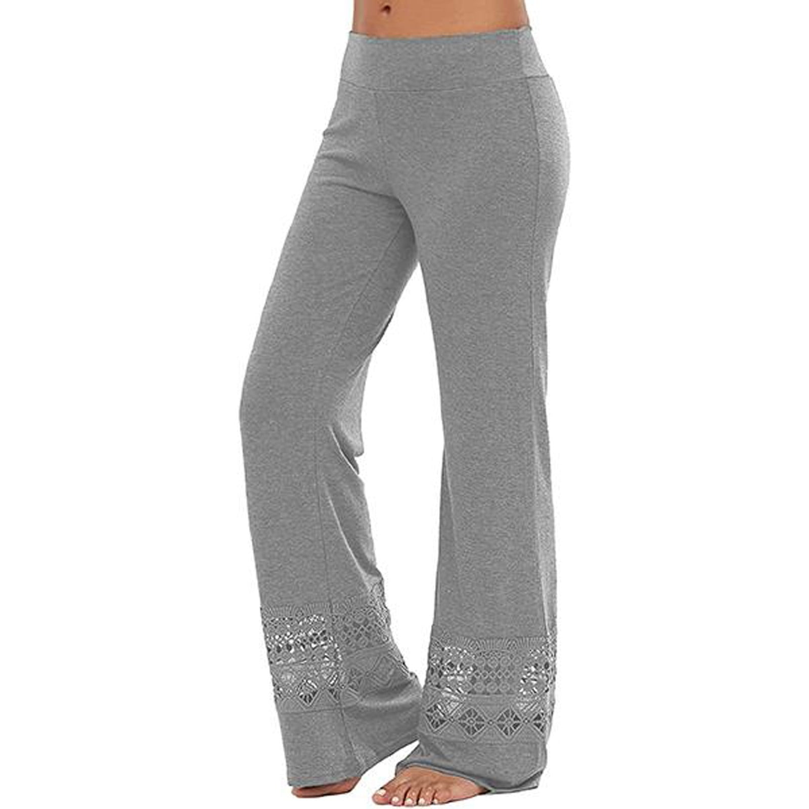 Wide Leg Yoga Pants Women Lace Detail Workout Bootcut Flare Leggings ...