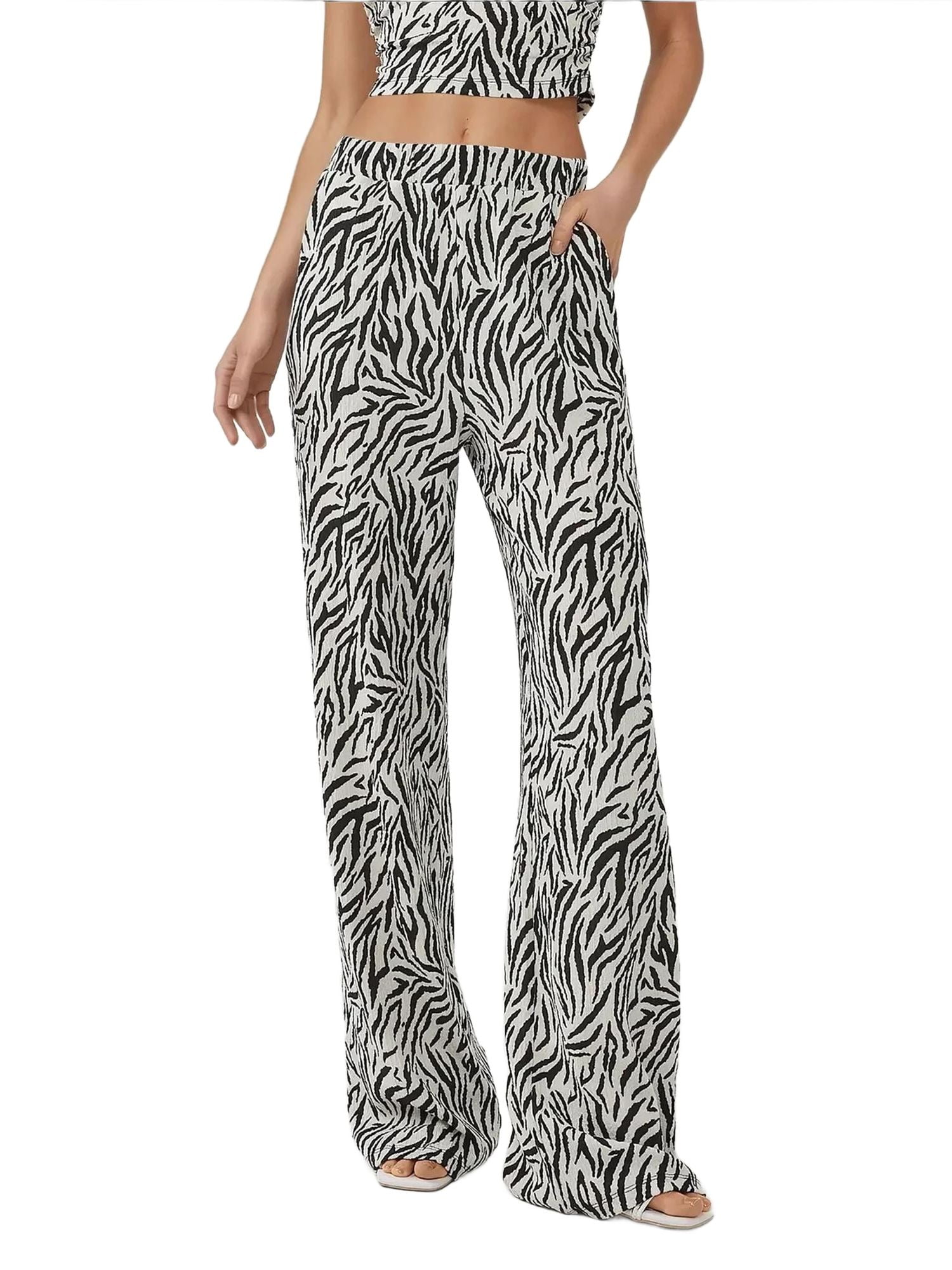 Wide Leg Zebra Print Trousers - Walmart.com