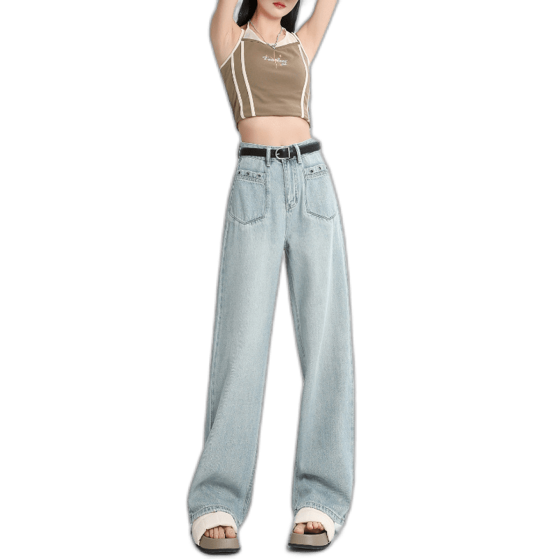 Wide Legged Jeans Women Spring Loose High Waist Sensory Permanent