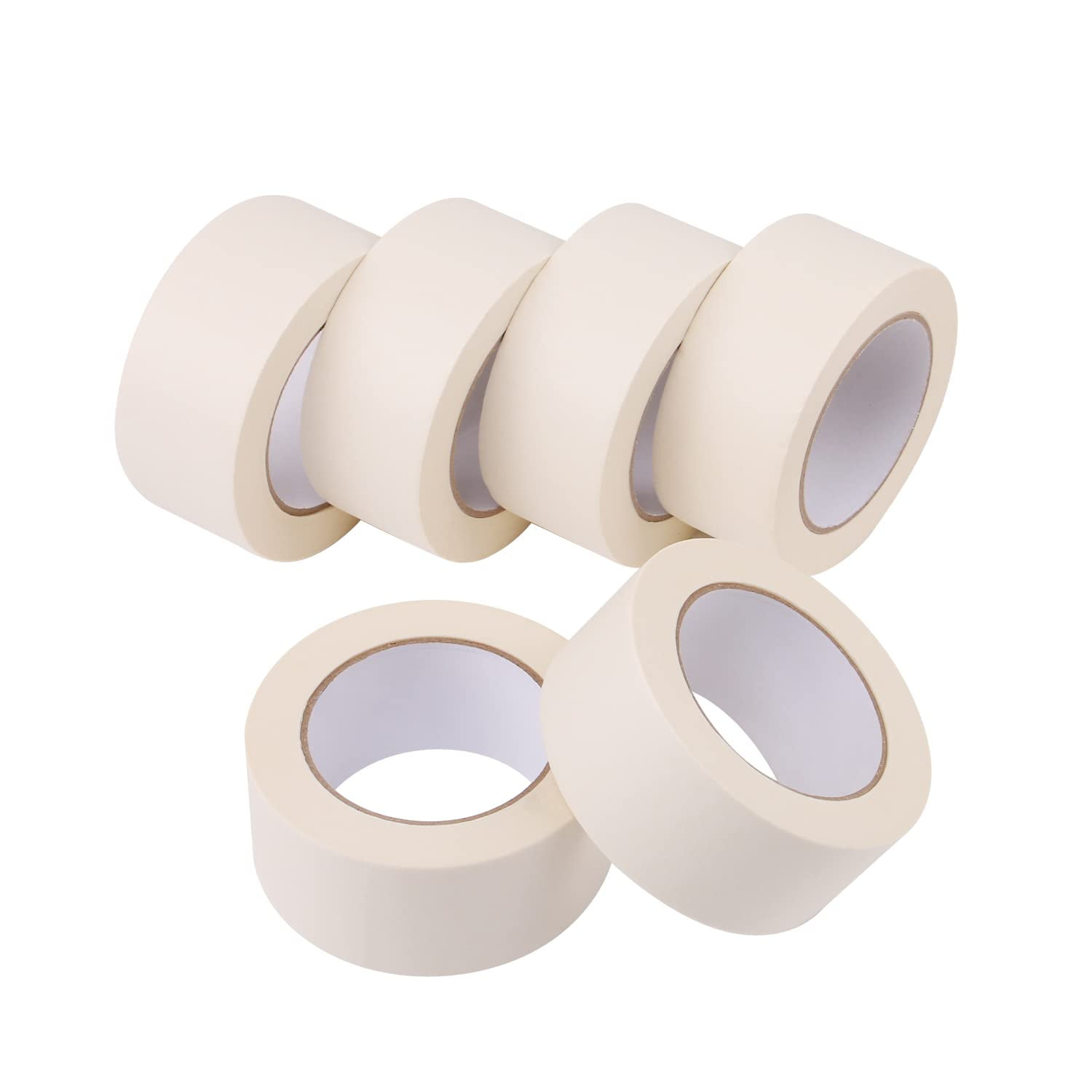 Wide Masking Tape 2 inches, 6-Pack White Masking Tape Bulk Multi Pack ...