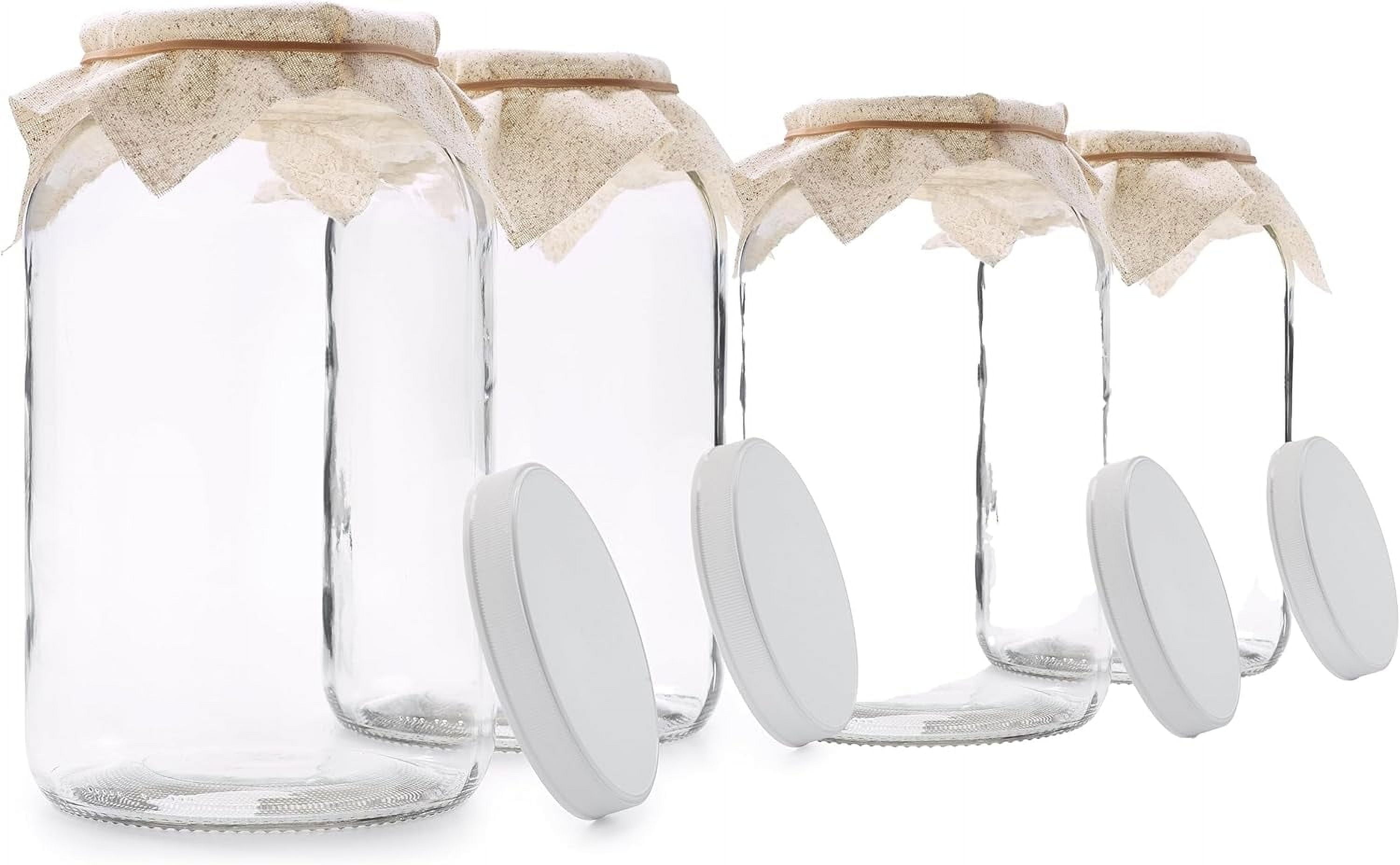 Wide Mouth 1 Gallon Glass Jar with Lid - Glass Gallon Jar for Kombucha ...