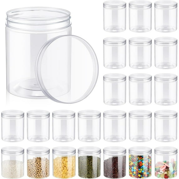 Wide Mouth Airtight Plastic Jars HYG 16 Pcs Clear Round Empty ...