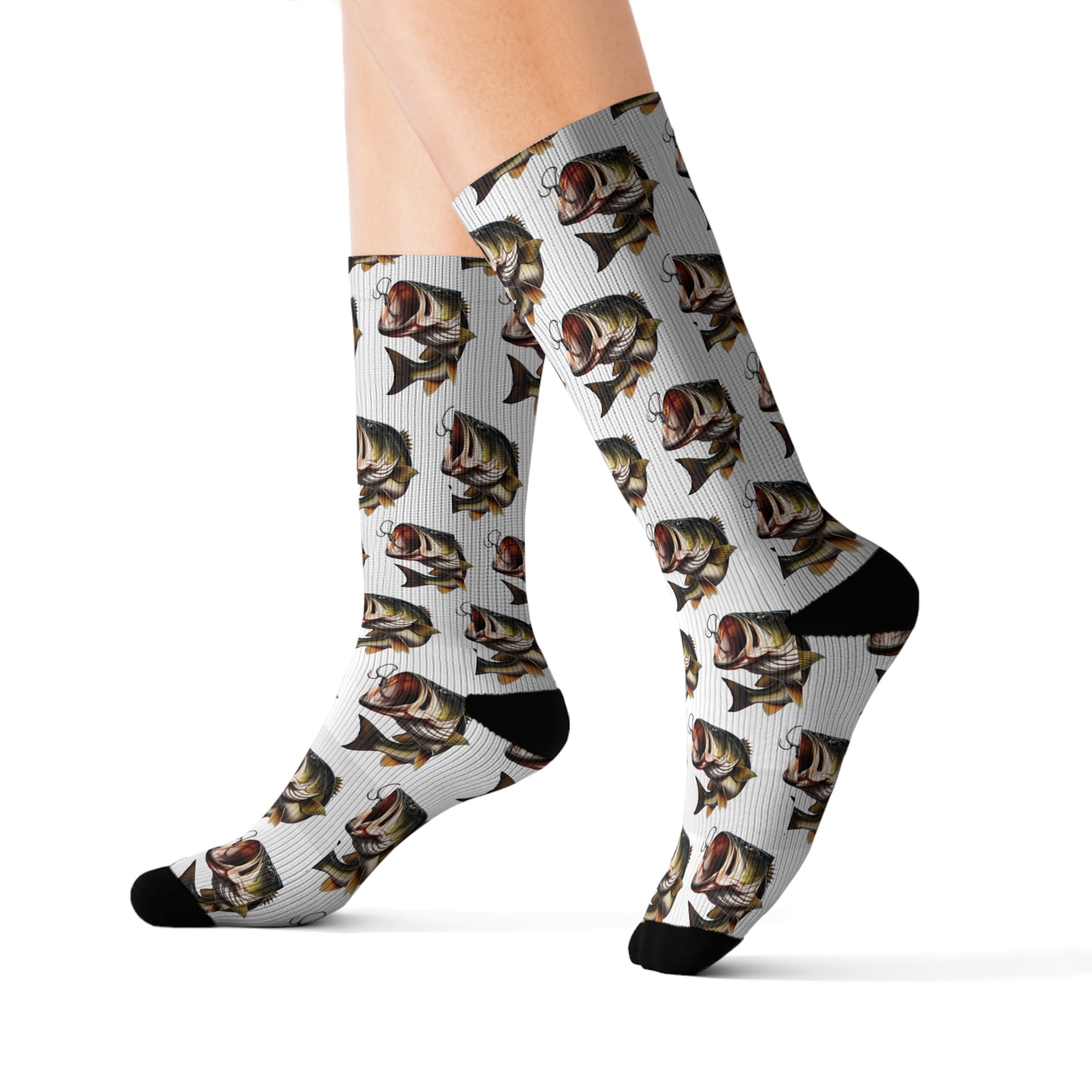 Wide Mouth Bass, Fishing Socks, Bass Fish, Sublimation Socks - Walmart.com