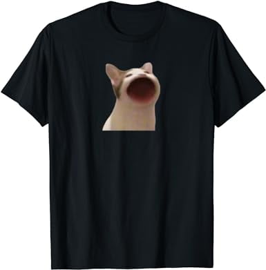 Wide Mouth Cat Meme Popping Cat Meme Singing Cat Meme T-Shirt - Walmart.com