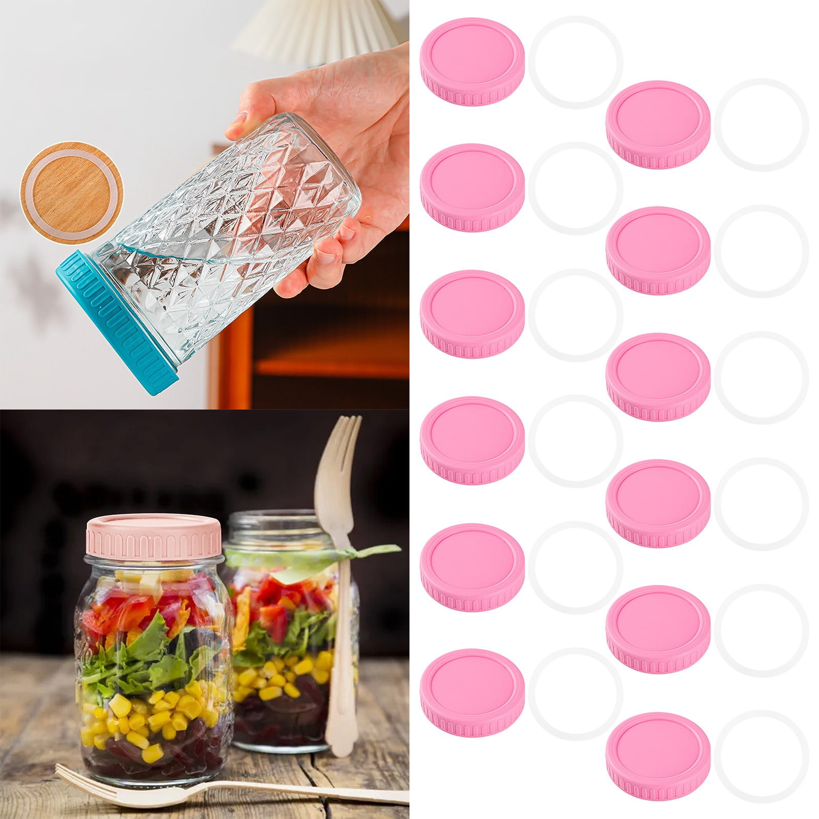 Wide Mouth Jar Lids Leakproof Storage Caps Reusable Canning Covers for ...