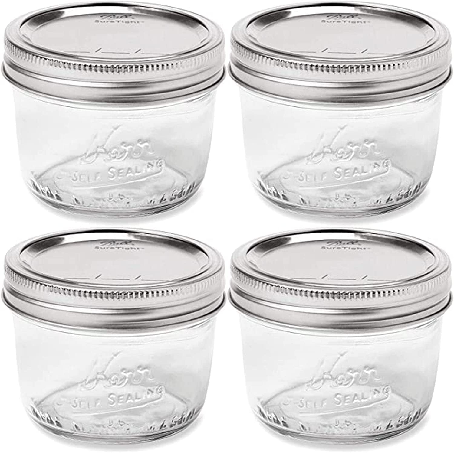 Wide Mouth Mason Jar 8 Oz 4 Pack Kerr Wide Mouth Mason Jars With Airtight Lids And Bands