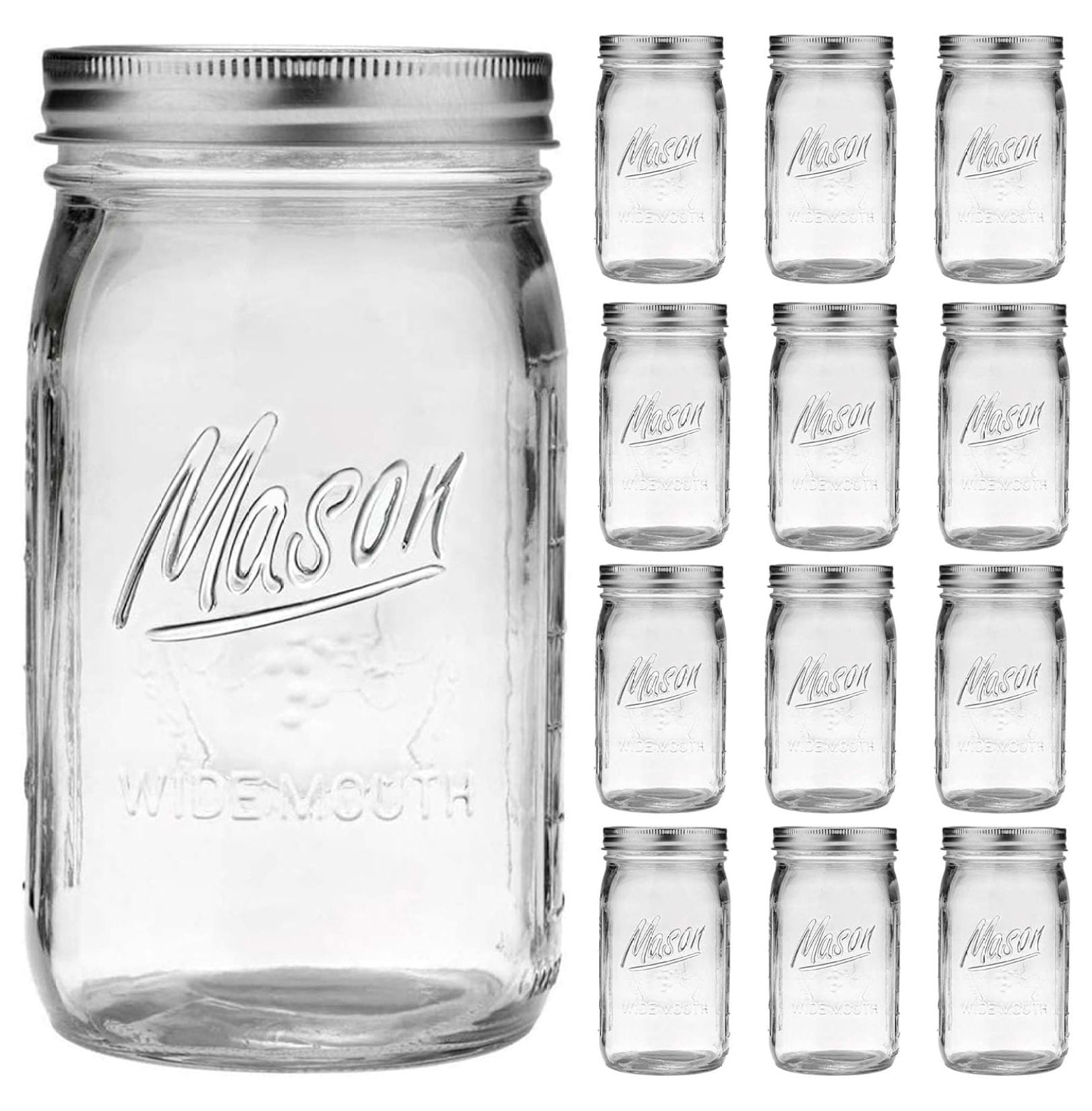Wide Mouth Mason Jars 32 Oz 12 Pack Large Glass Mason Jars With Airtight Lids And Bands 1