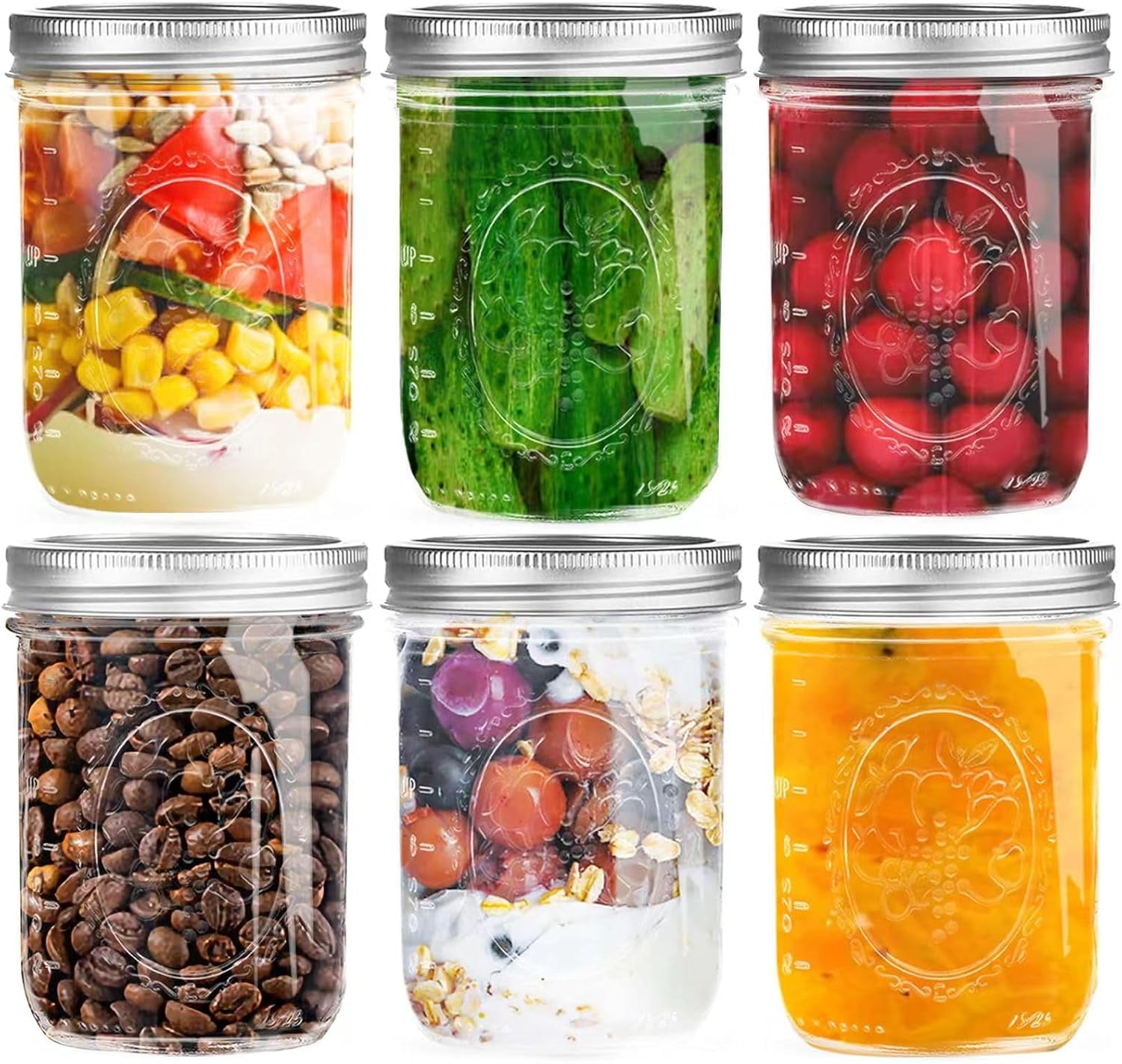 Wide Mouth Mason Jars oz with Lids [ Pack], Canning Jars with Metal ...