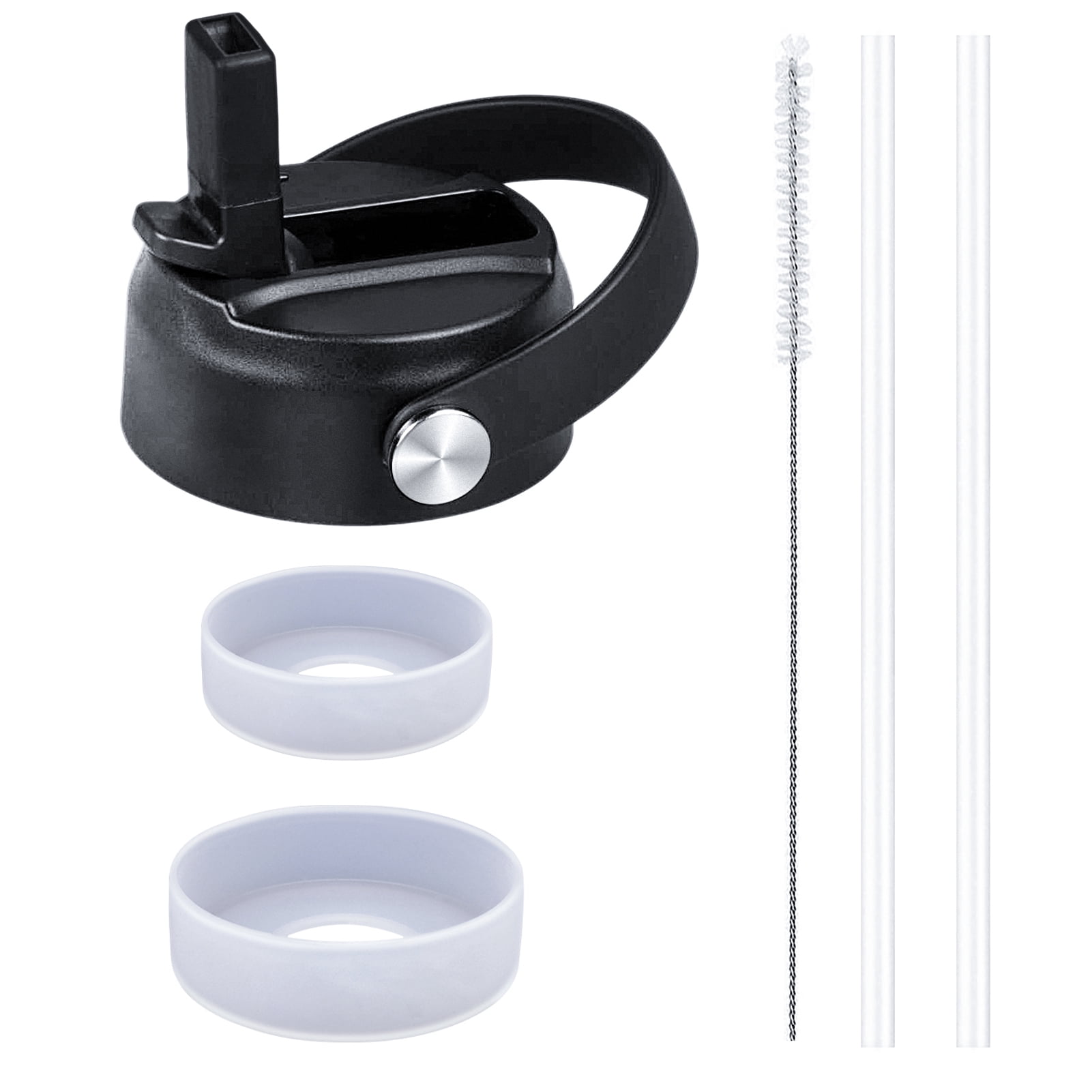 AQwzh Wide Mouth Straw Lid with 2 Straws, 1 Brush, 2 Pads - Fits Most ...