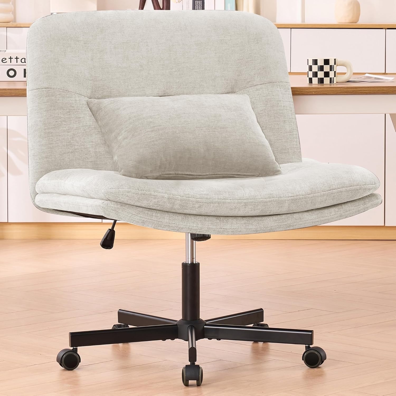 Wide Office Desks Chair with Wheels Armless Mid-Back Ergonomic Home ...