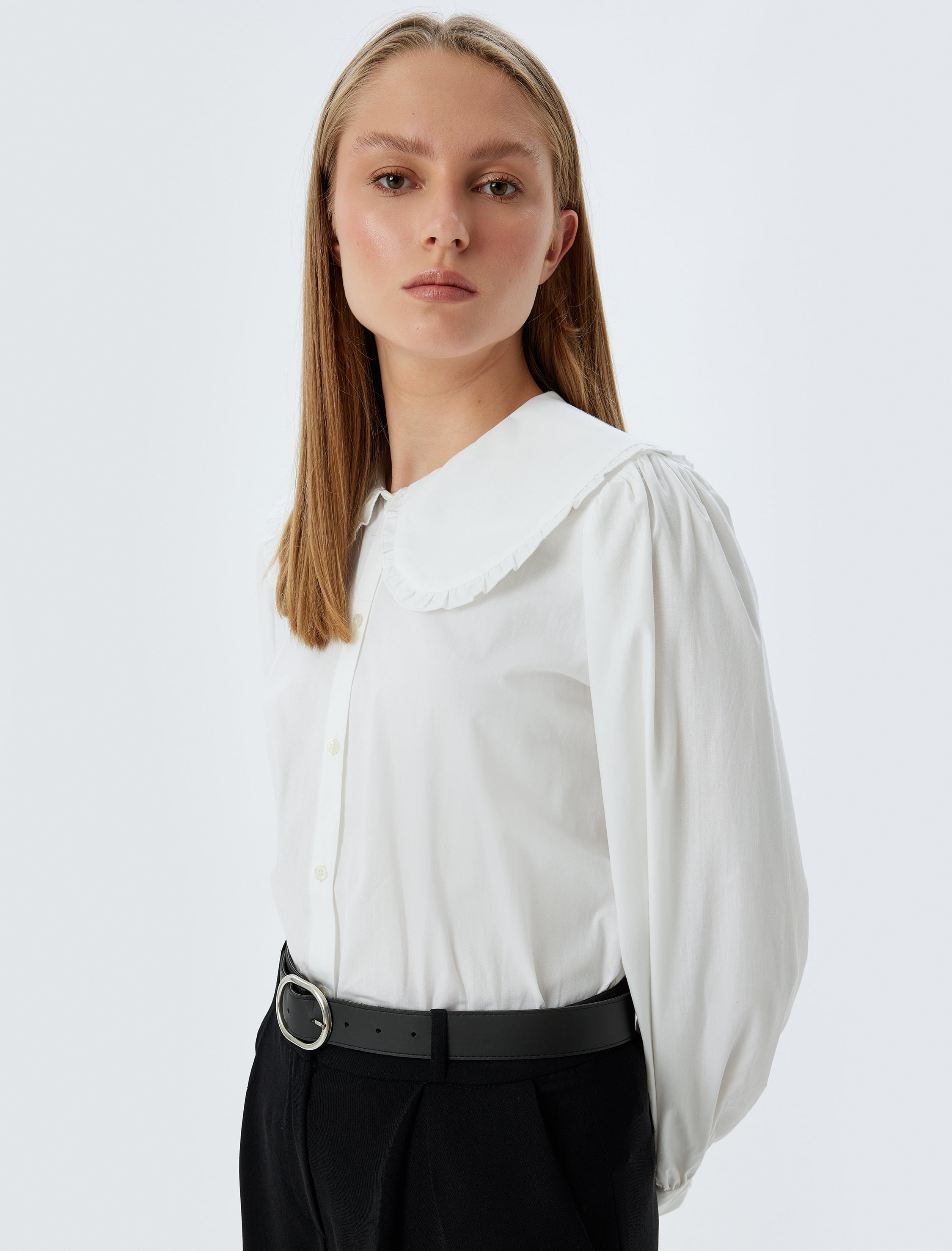 Wide Peter Pan Neck Shirt - Walmart.com