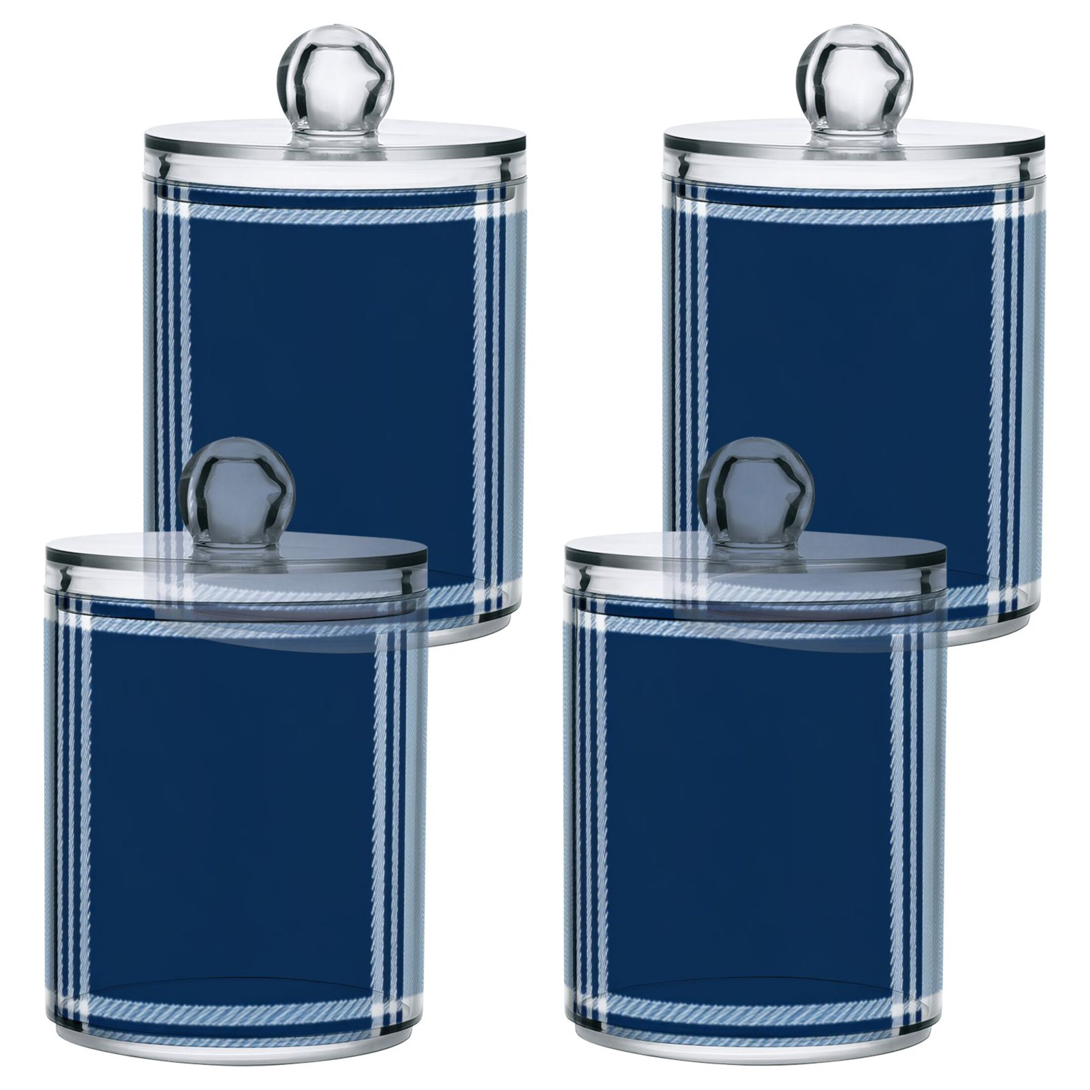 Wide Plaids Nautical Blue Translucent Plastic Cans Storage Canisters ...