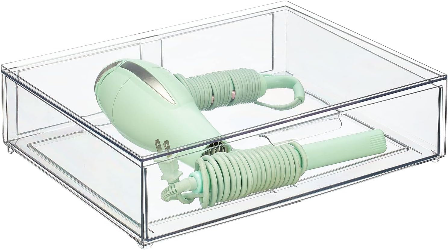 Wide Plastic Stackable Bathroom Storage Organizer Bin with Pull Out ...