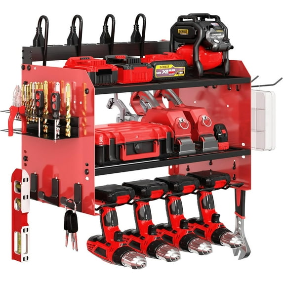 Wide Power Tool Organizer Wall Mount with Charging Station,3 Layer ...