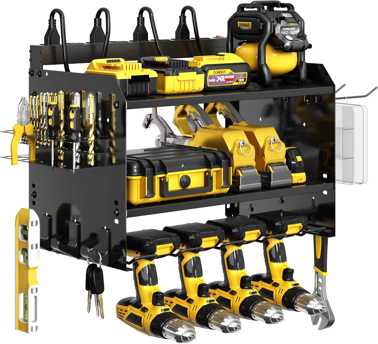 Wide Power Tool Organizer Wall Mount with Charging Station,3 Layer ...