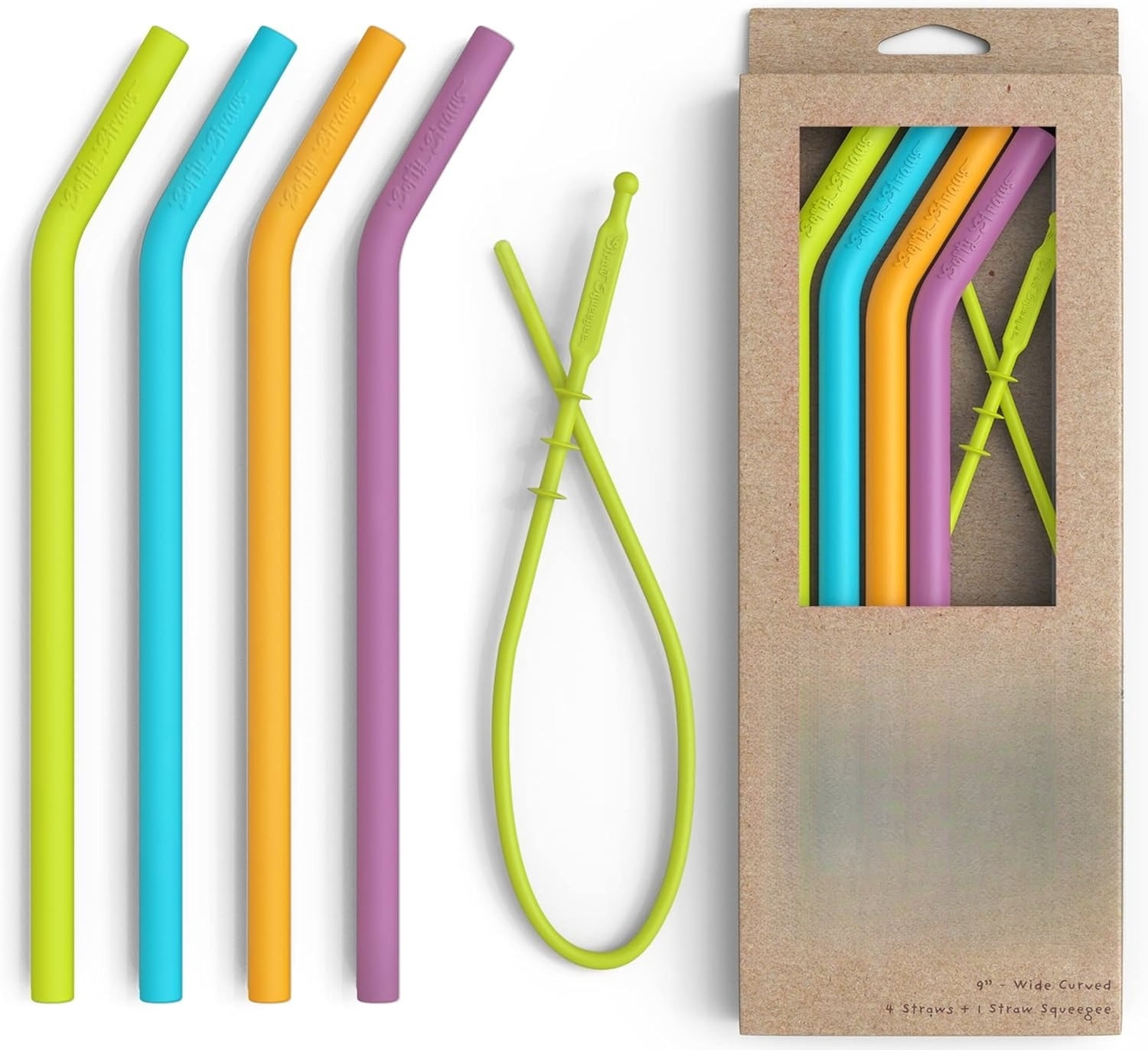 Wide Premium Reusable Silicone Drinking Straws + Patented Straw ...