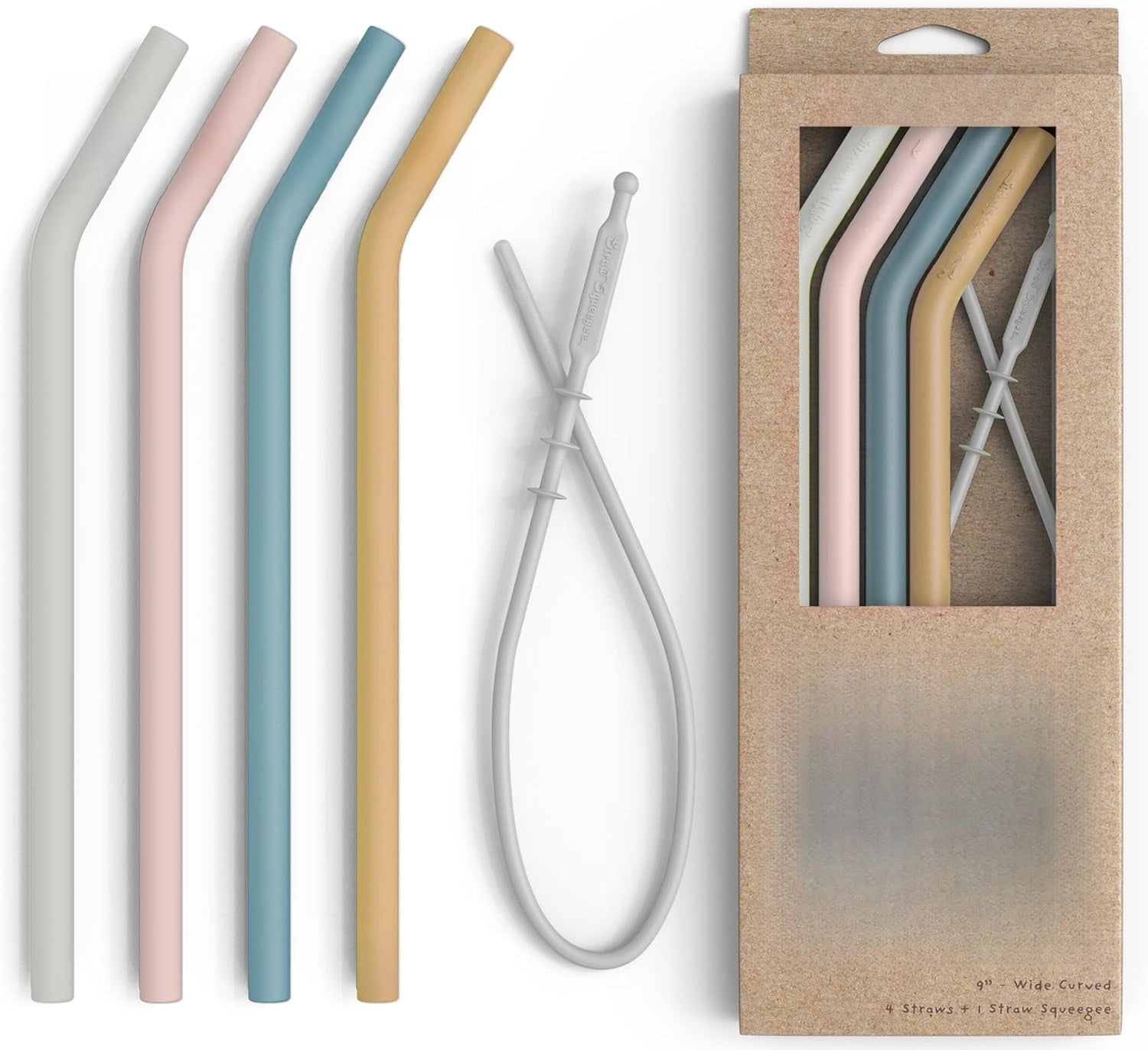 Wide Premium Reusable Silicone Drinking Straws + Patented Straw ...