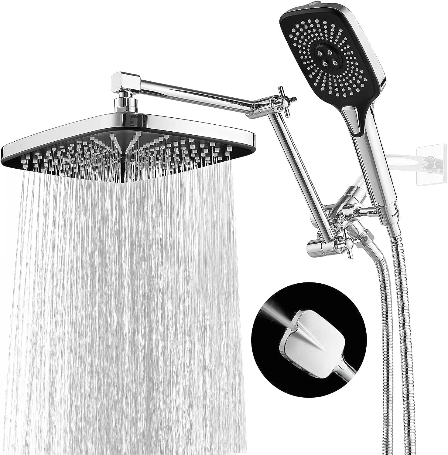 Wide Rain Shower Head with Handheld Spray Combo and Extention Arm, 12 ...