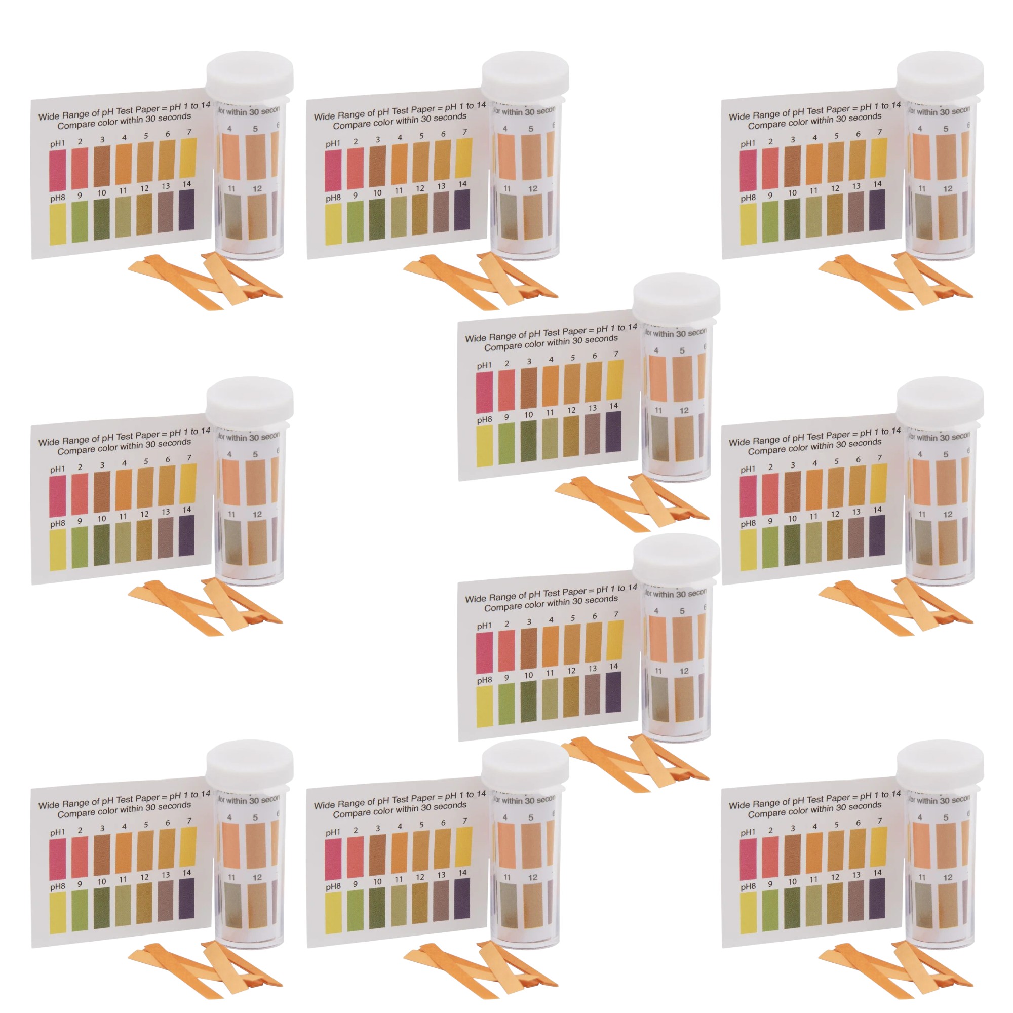 Wide-Range pH Test Paper Range 1-14, with 100 Strips. Pack of 10 ...