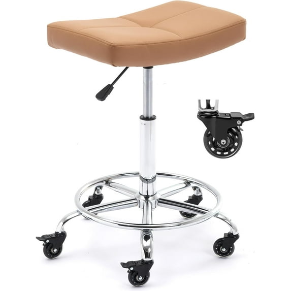 Wide Rolling Stools with Locking Rubber Wheels, Heavy Duty Rolling ...