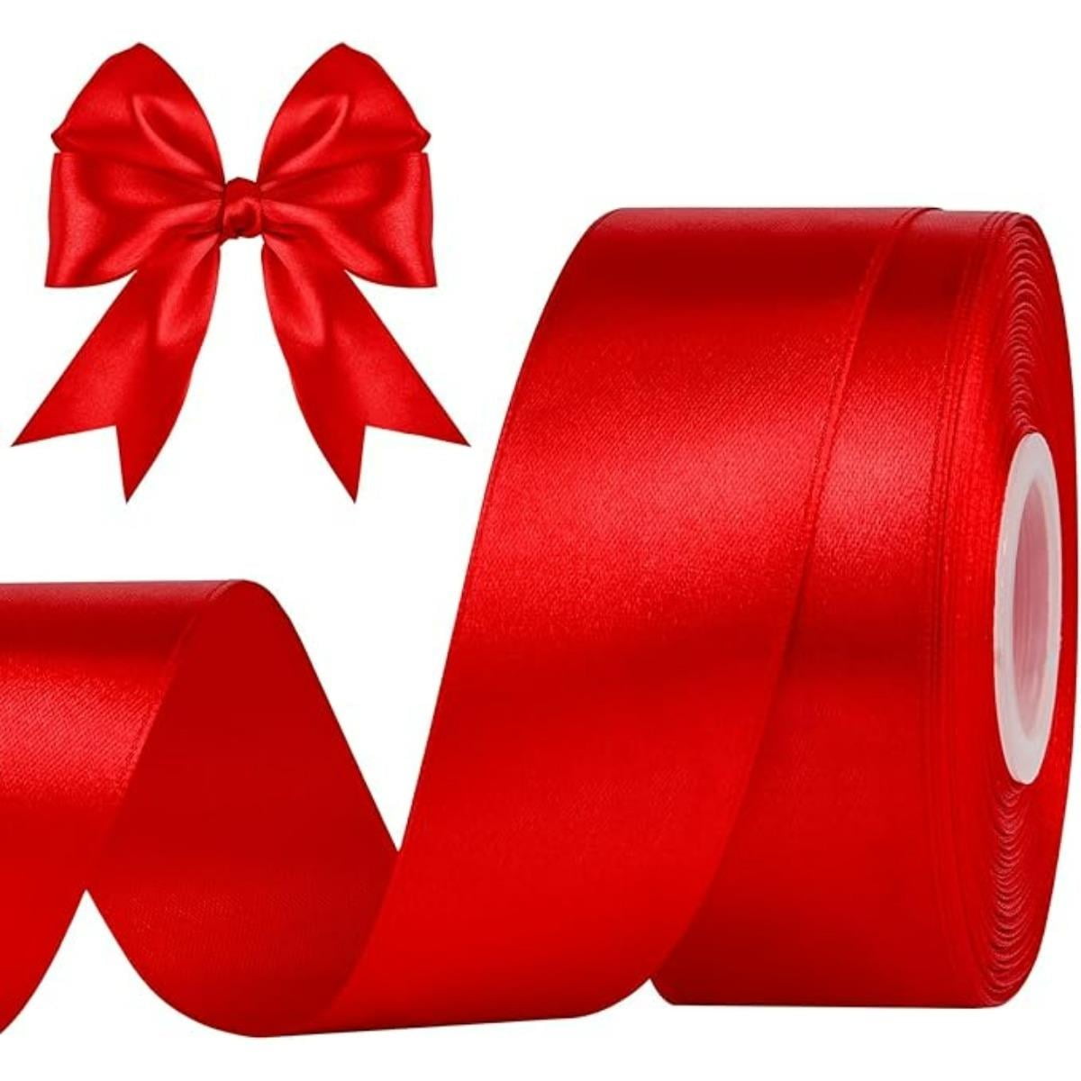 Wide Rose Gold red Satin Ribbon Solid Fabric Ribbons Roll for Crafts ...