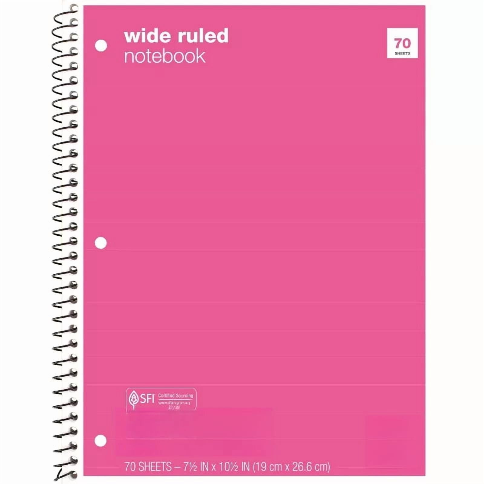 Wide Ruled 1 Subject Flexible Paperboard Cover Spiral Notebook - ub&ub ...