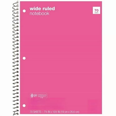 Wide Ruled 1 Subject Flexible Plastic Cover Spiral Notebook - Walmart.com