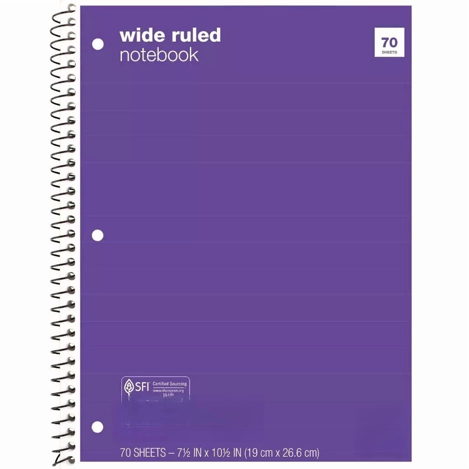 Wide Ruled 1 Subject Flexible Paperboard Cover Spiral Notebook - ub&ub ...