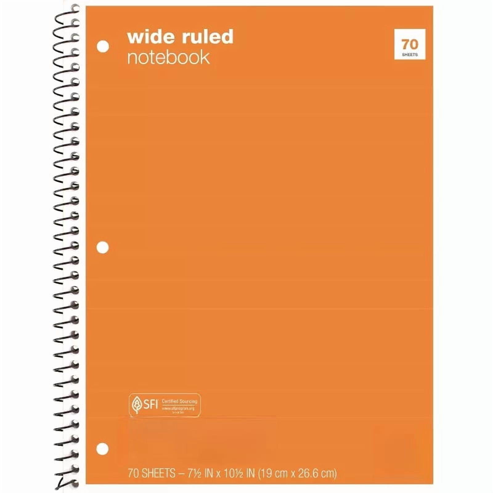 Wide Ruled 1 Subject Flexible Paperboard Cover Spiral Notebook - ub&ub ...