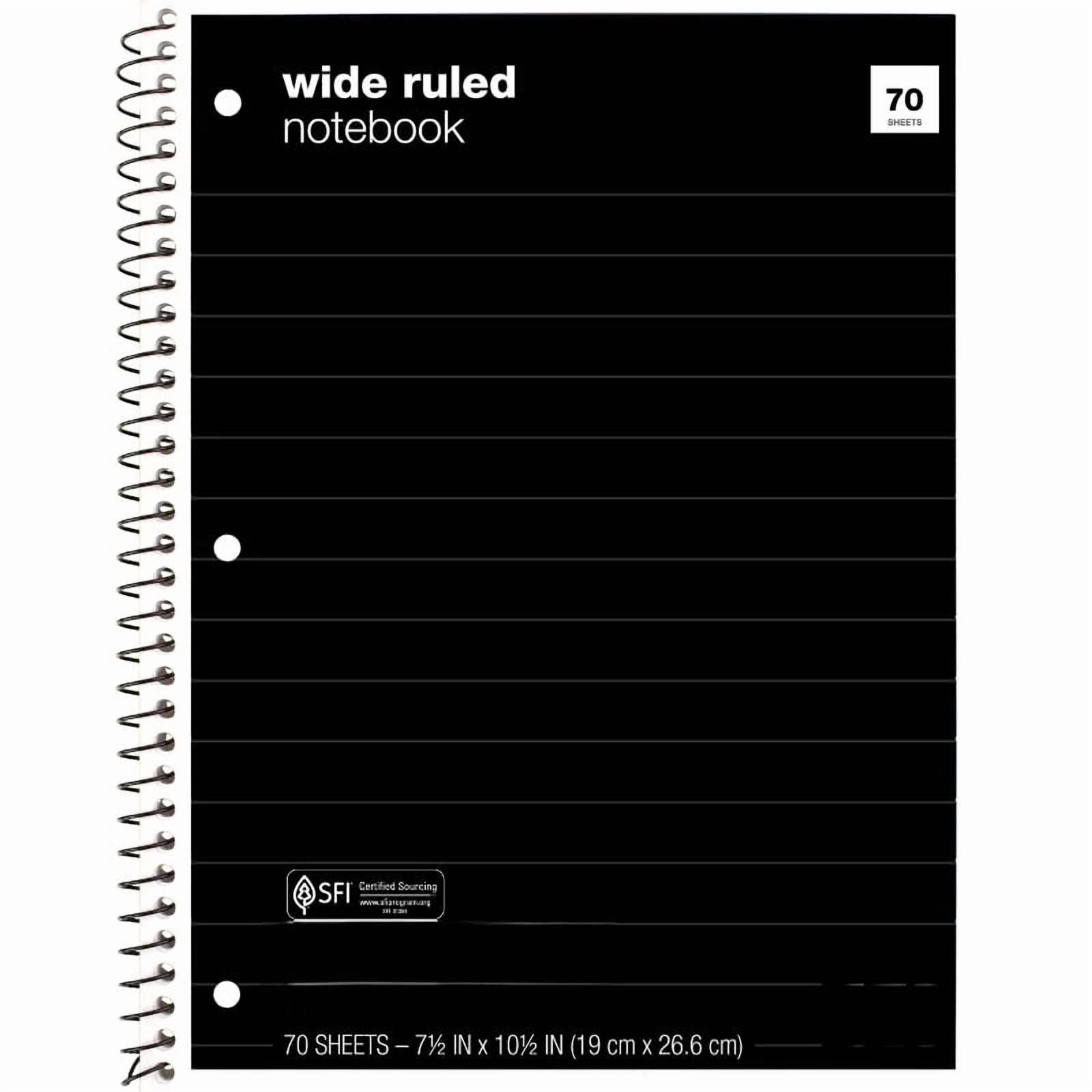 Wide Ruled 1 Subject Flexible Paperboard Cover Spiral Notebook - ub&ub ...