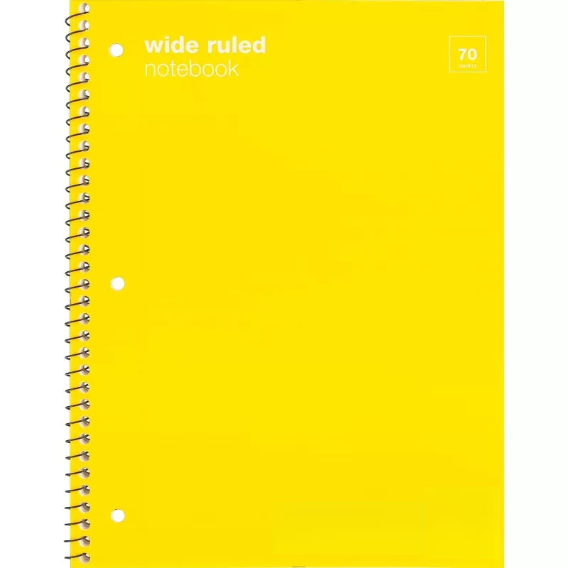 Wide Ruled 1 Subject Flexible Plastic Cover Spiral Notebook - ub&ub ...