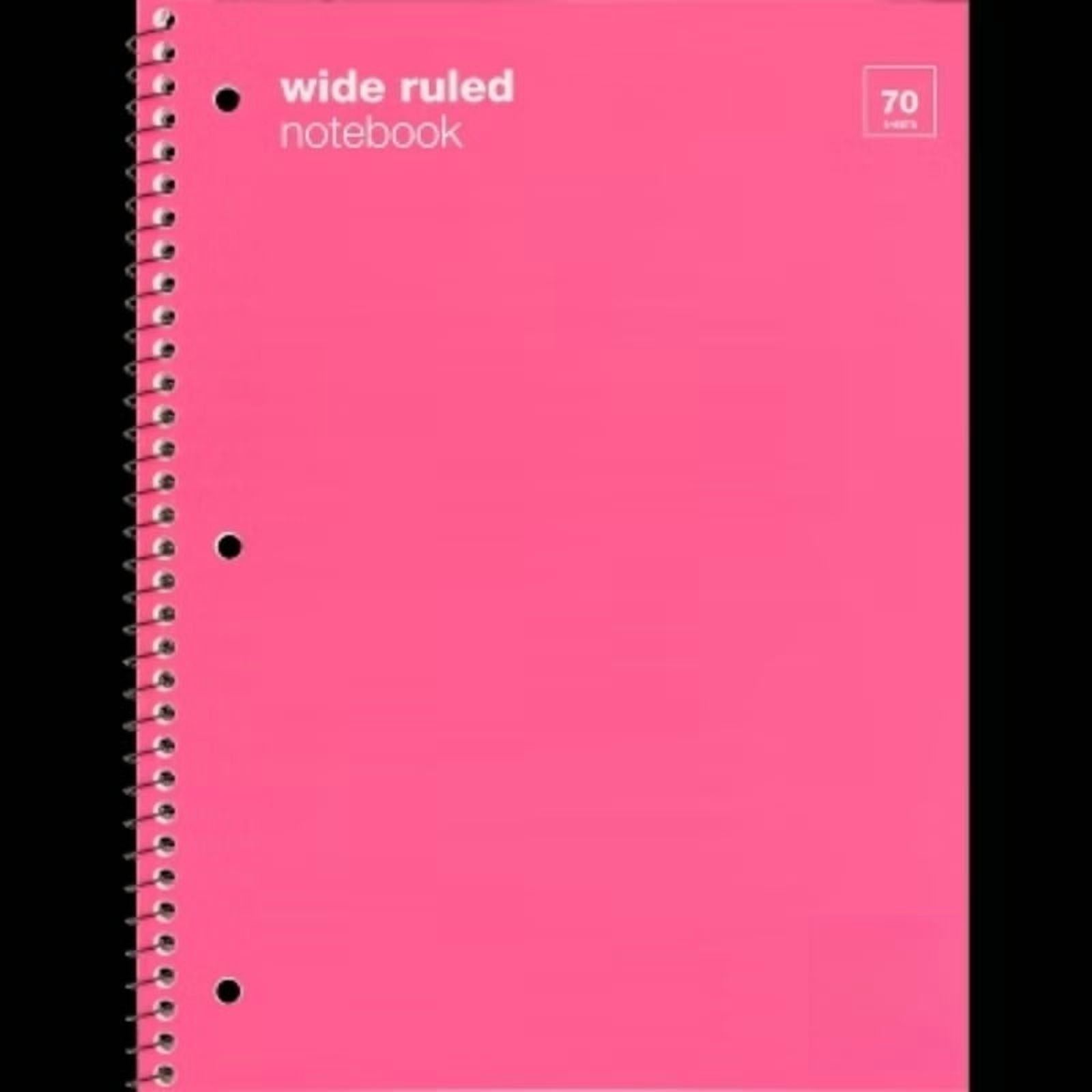 Wide Ruled 1 Subject Flexible Plastic Cover Spiral Notebook - Walmart.com