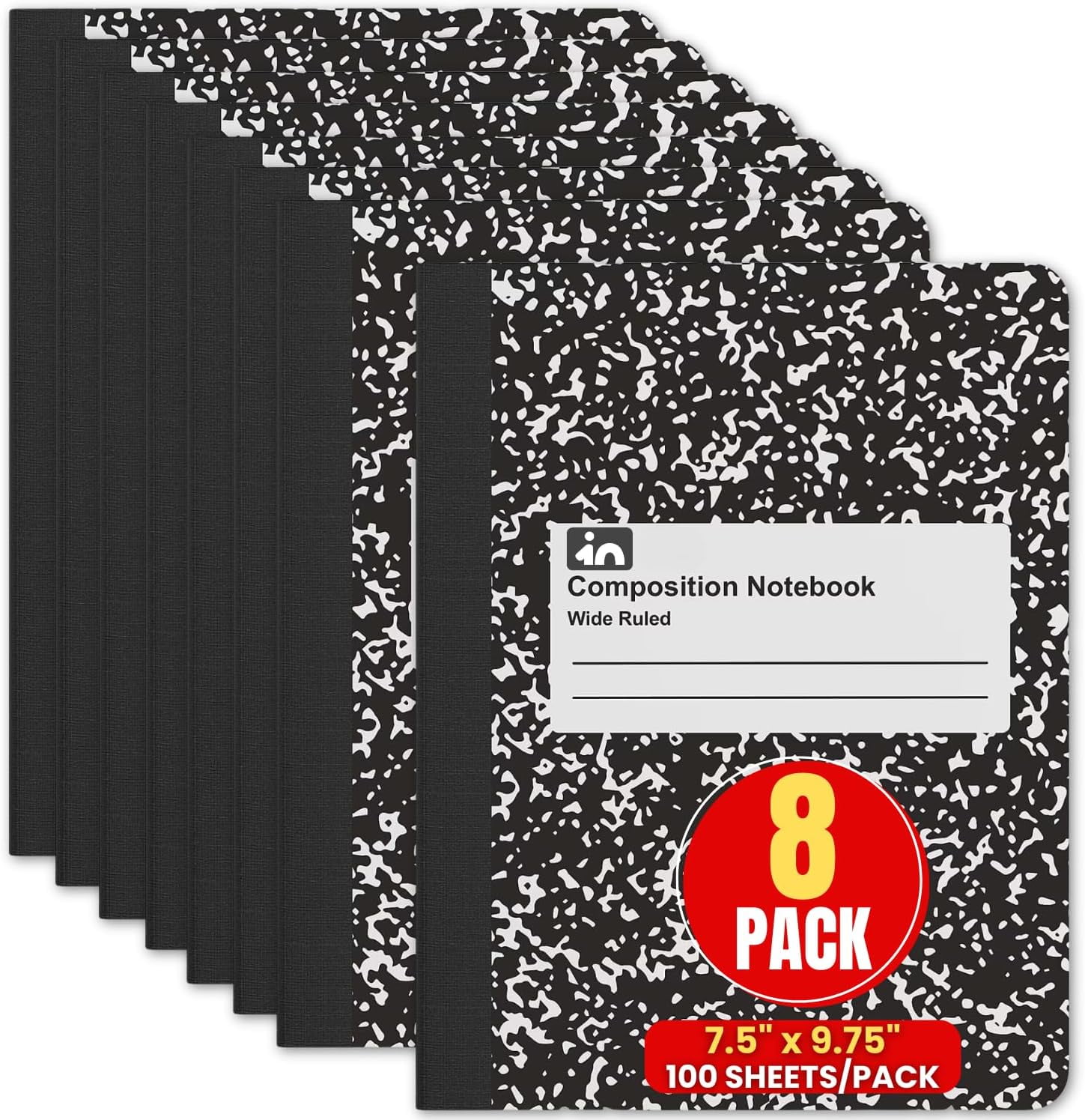 Wide Ruled Composition Notebook 7.5" x 9.75", Wide Ruled Paper, 100 ...