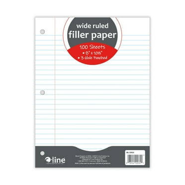 BAZIC Filler Paper Loose Leaf 100 Sheet, Wide Ruled 3 Hole Punched, 6-Pack - Walmart.com