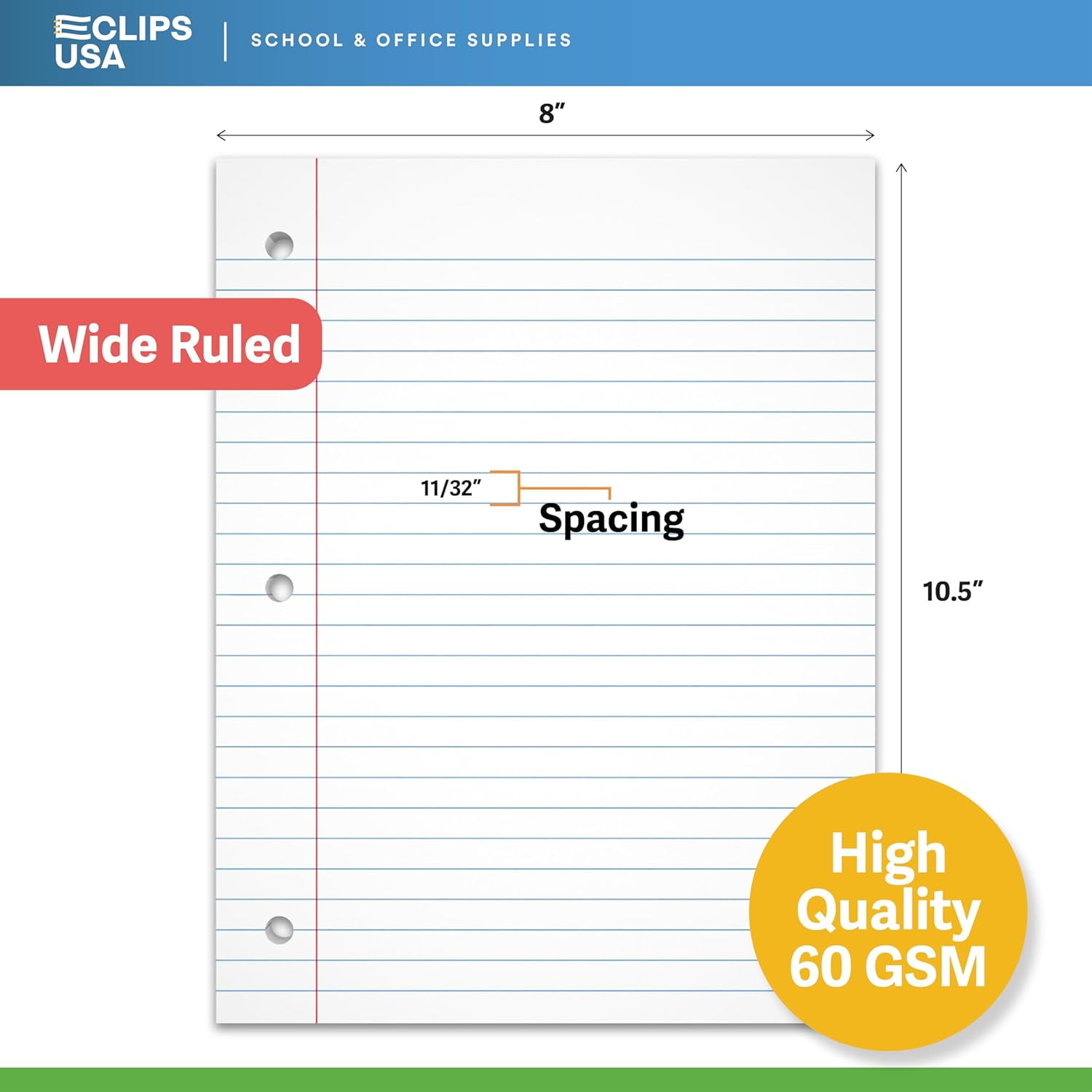 Wide Ruled Loose Leaf Paper Wide Ruled Notebook Paper Lined Writing ...