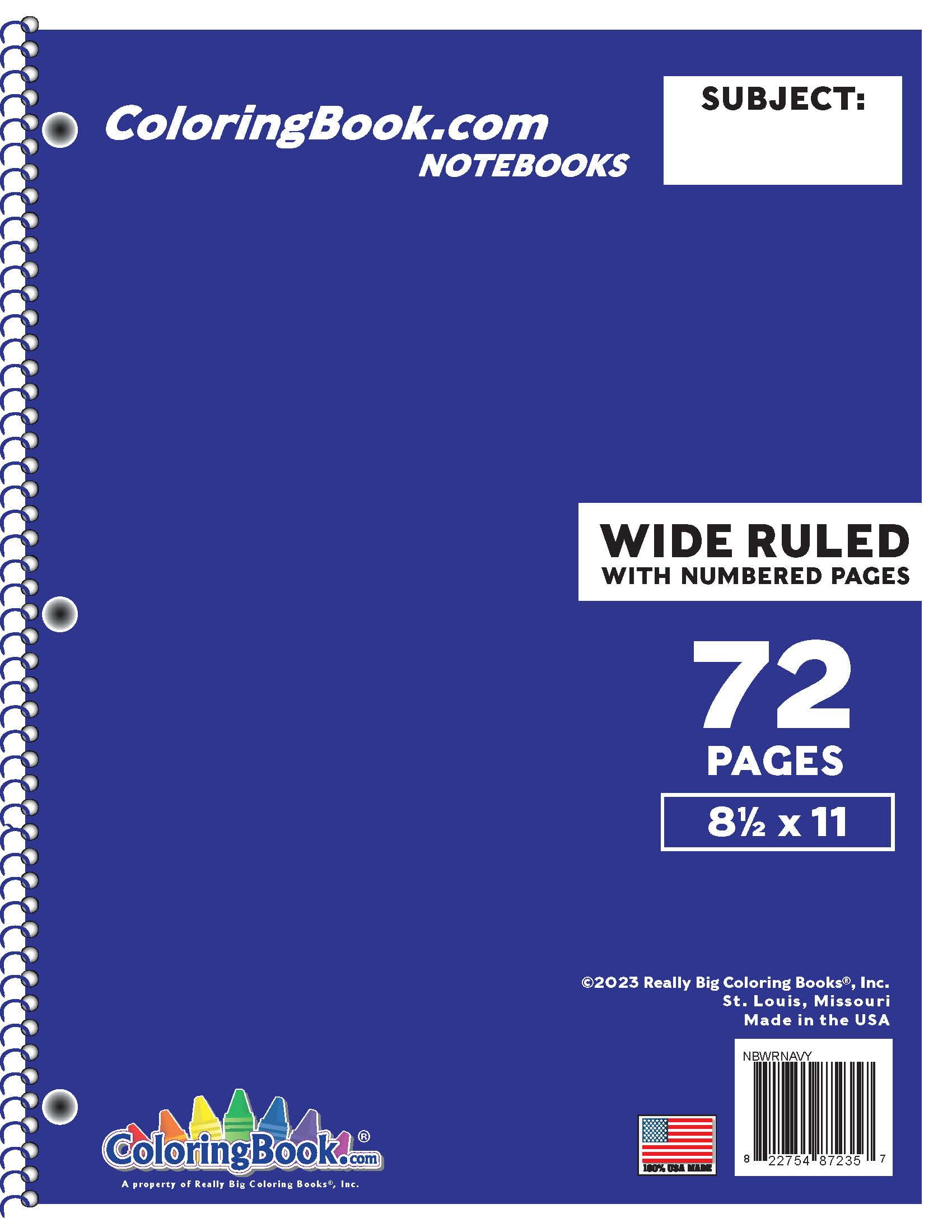 Wide Ruled Navy Blue Notebook 72 Pages - Walmart.com