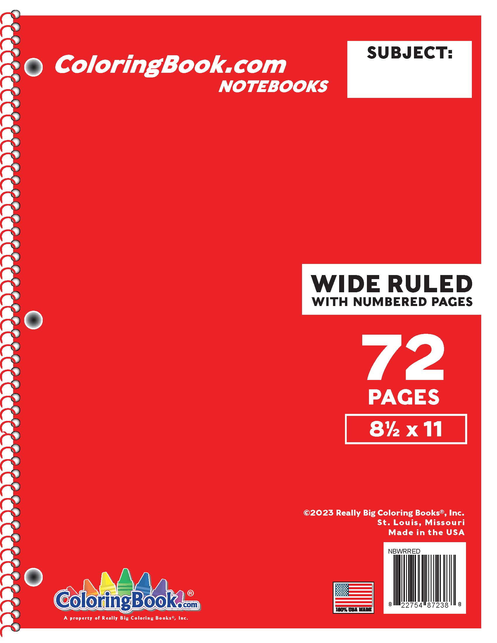 Wide Ruled Red Notebook 72 Pages - Walmart.com