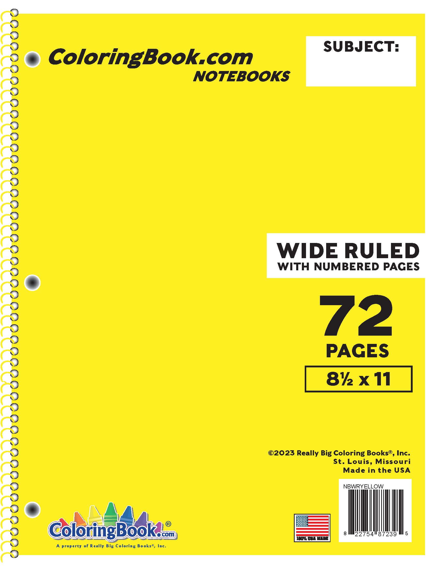 Wide Ruled Yellow Notebook 72 Pages - Walmart.com