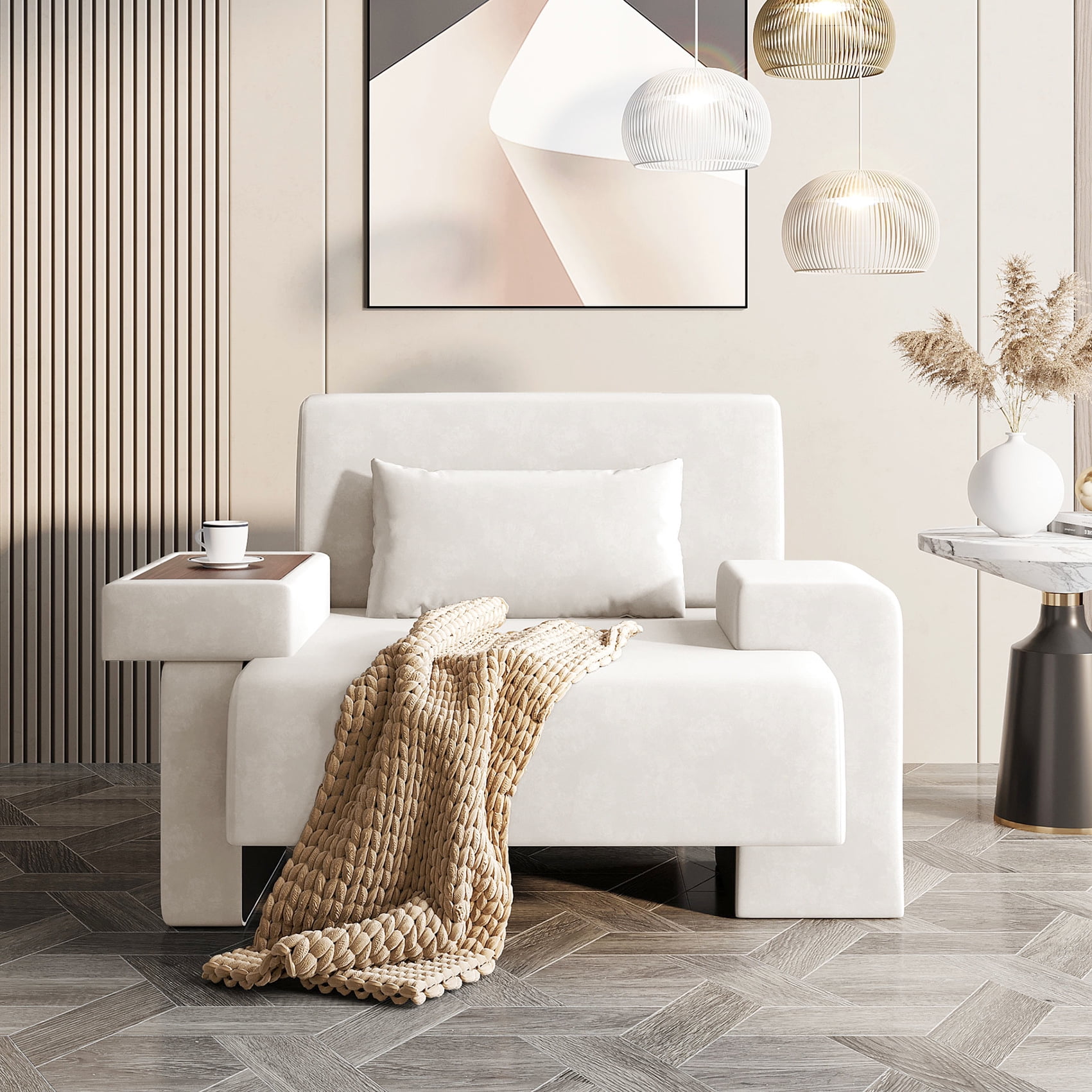 Wide Seat Armchair with PP Cotton Back Fill | In Living Room or Bedroom ...