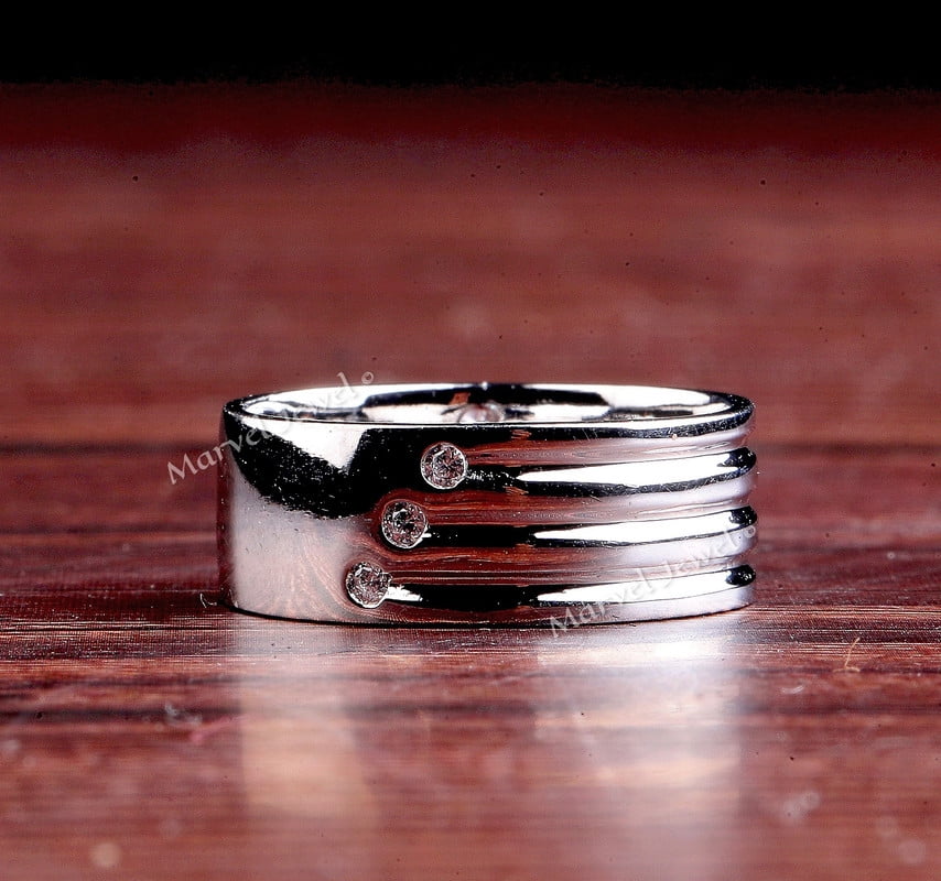 Wide Shank Men's Diamond Engagement Ring, Flush Set Diamond Setting ...