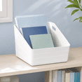 Wide Slanted Plastic Closet Organizer Bin with Handle, Open Top Storage ...