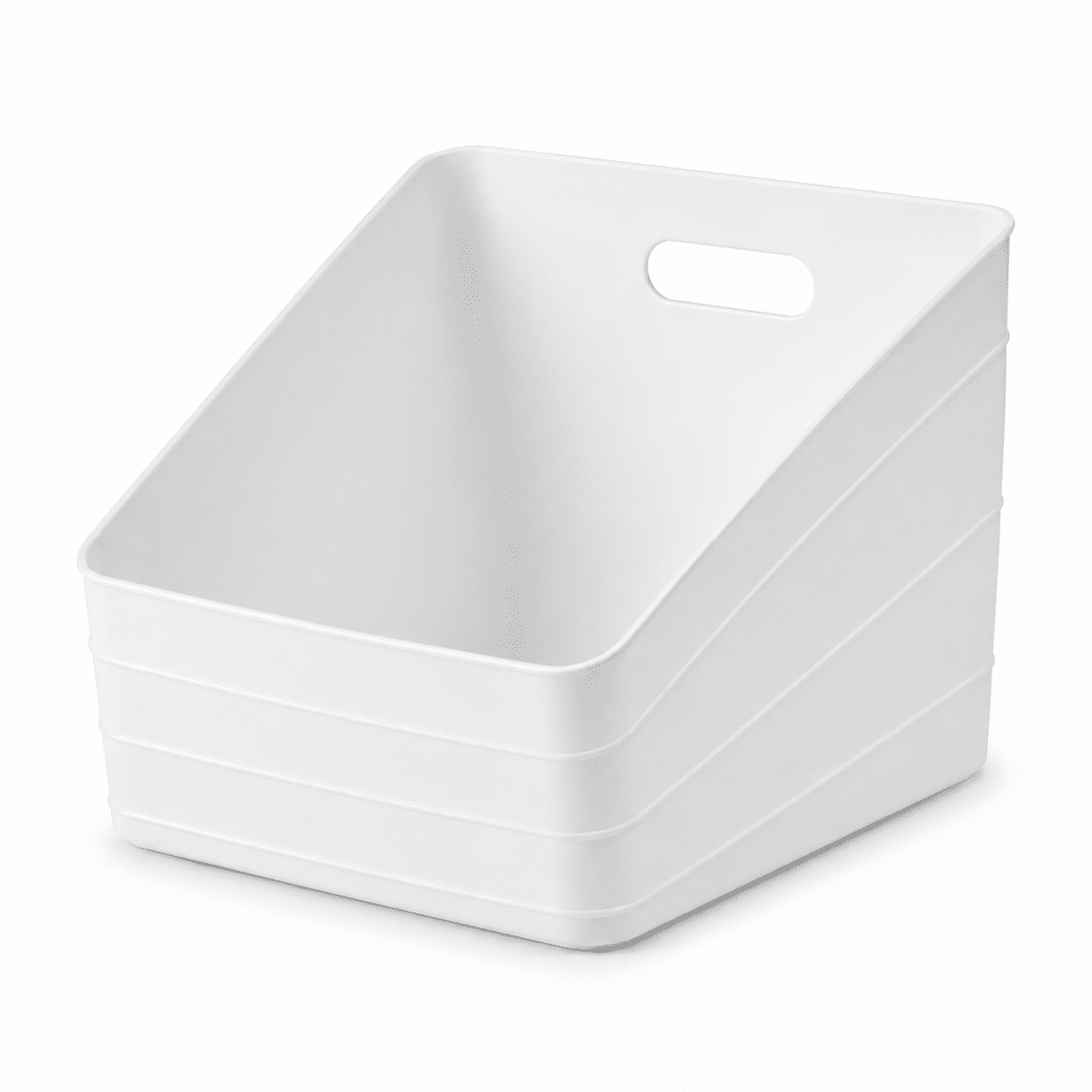 Wide Slanted Plastic Closet Organizer Bin with Handle, Open Top Storage ...