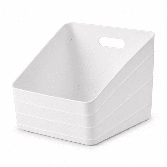 Wide Slanted Plastic Closet Organizer Bin with Handle, Open Top Storage ...