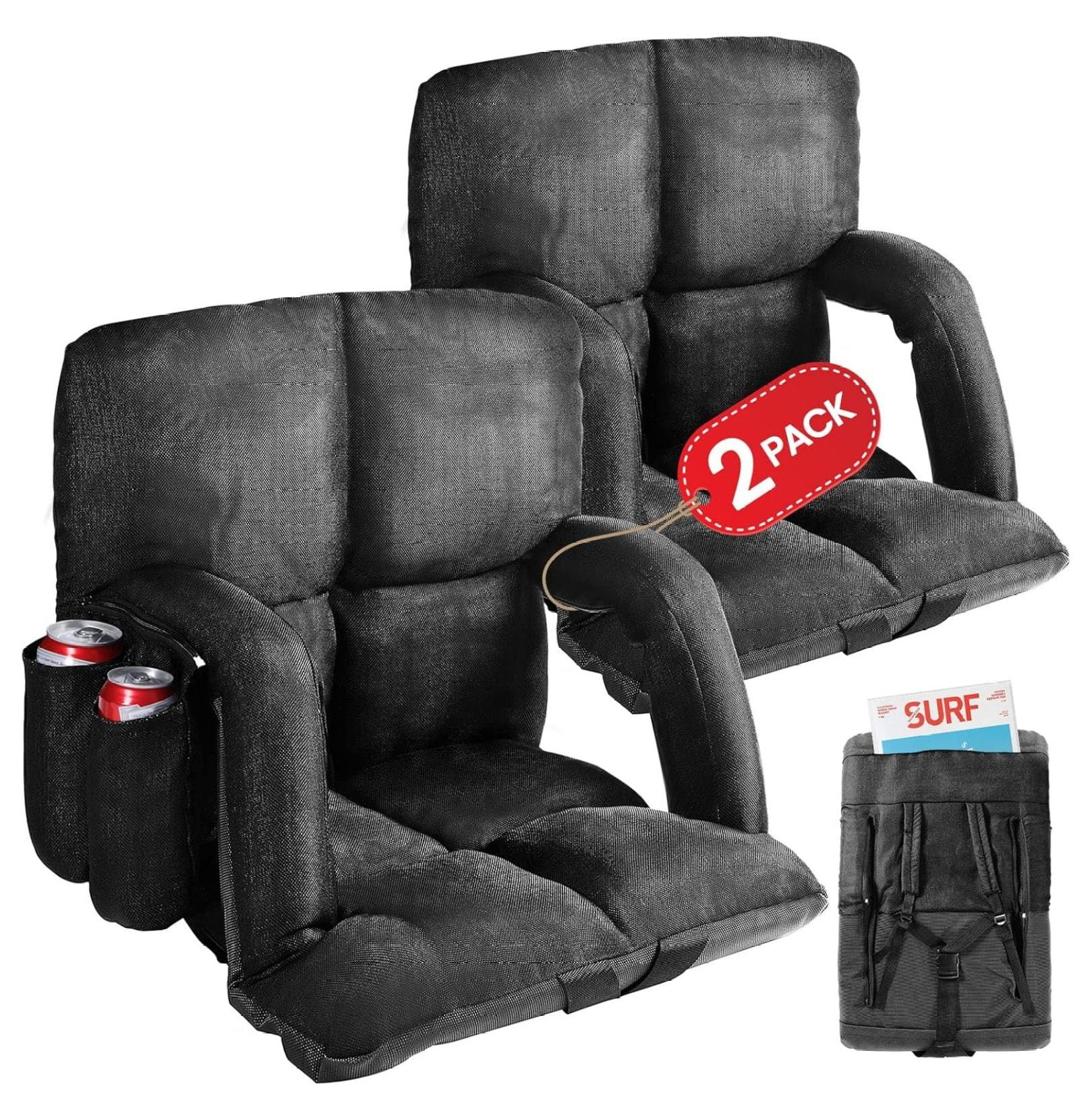 Wide Stadium Seats for with Back Support, Extra Thick Plus Size Seats with Backs and Cushion ...