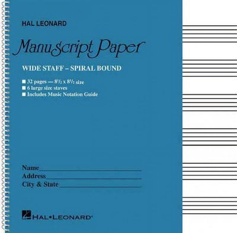 Wide Staff Wirebound Manuscript Paper (Aqua Cover) - Walmart.com