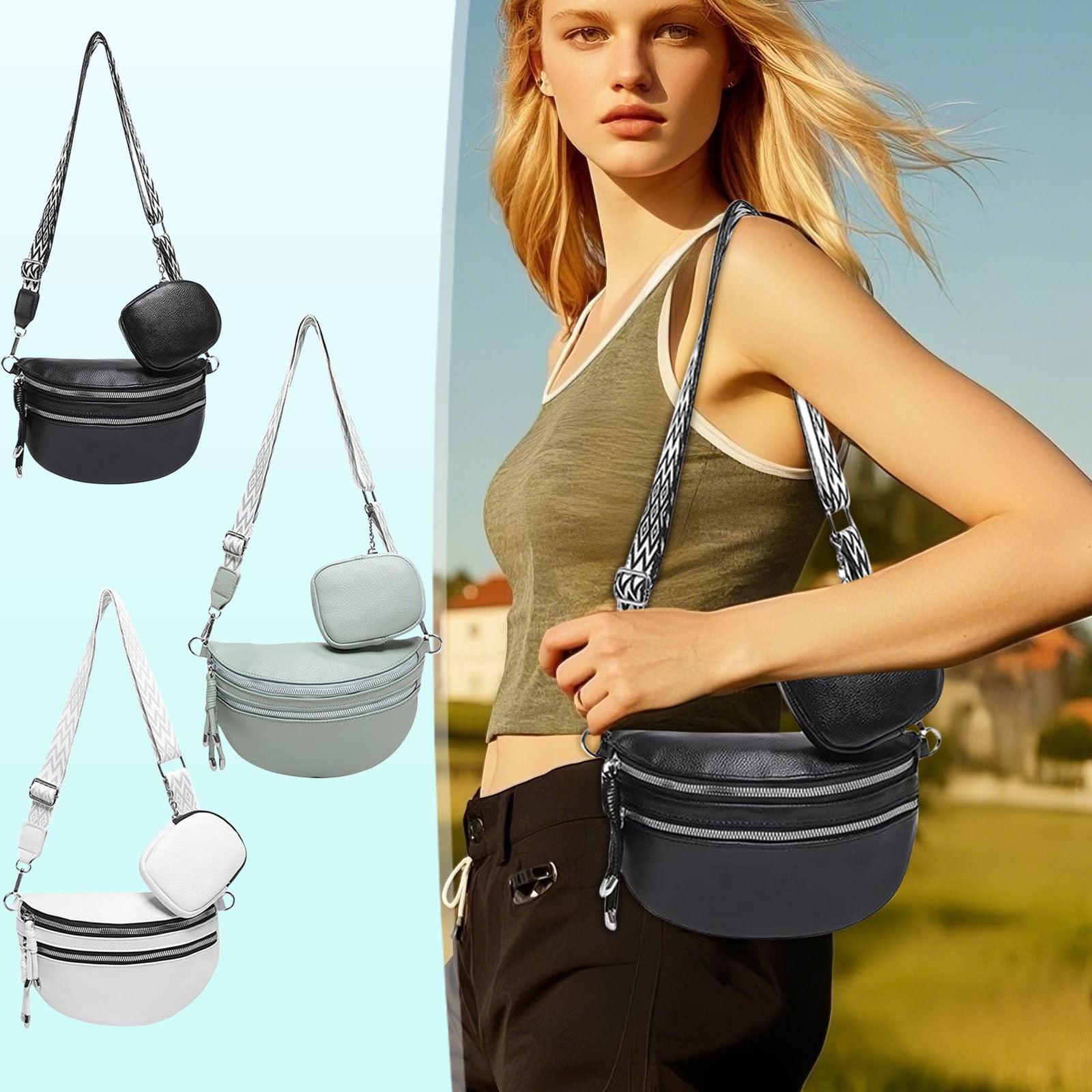 Wide Strap Casual Shoulder Bag for Women | Lightweight Solid Color ...