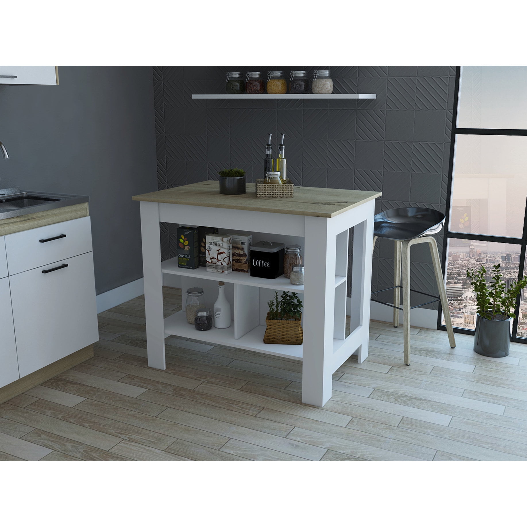 Wide Surface & 3 Shelves | Meal Preparation & Kitchen Storage | Fits ...