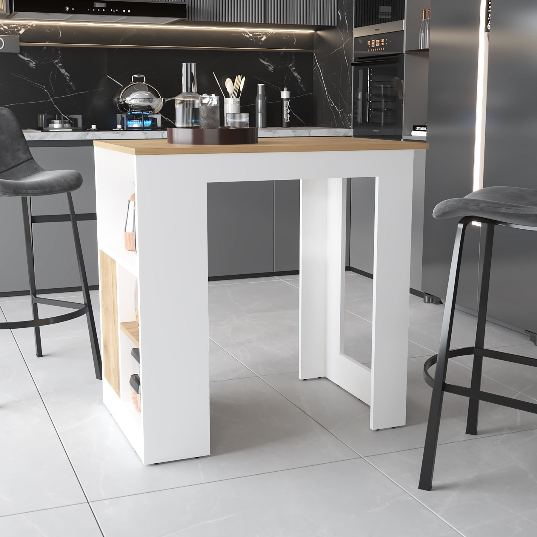 Wide Surface for Dining & Cooking | Slim Kitchen Island with Single ...