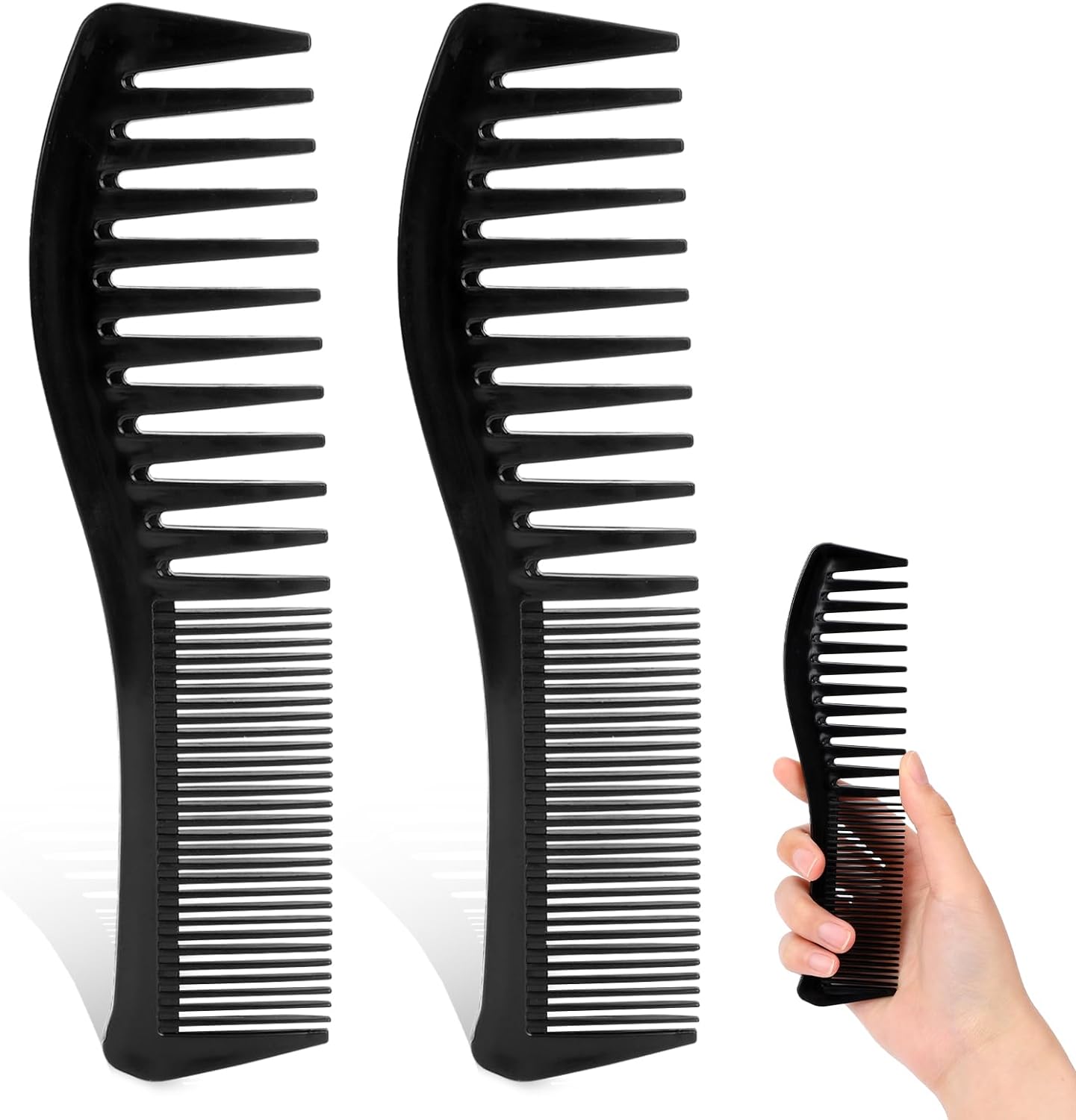 Wide Tooth Comb,7.2 inch All Purpose Hair Comb Set Plastic Double Tooth ...