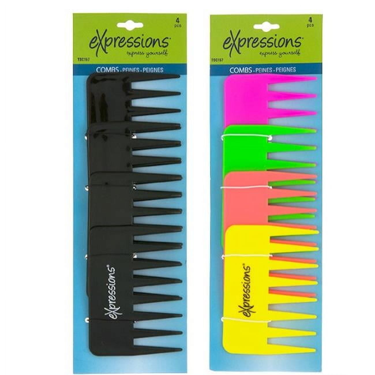 Wide-Tooth Combs, Neon & Black - 4 per Pack - Pack of 48 - Walmart.com